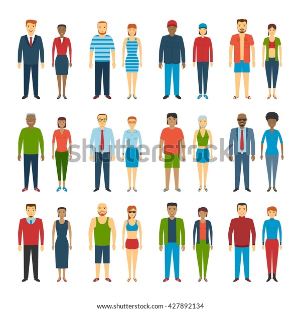 Set People Standing On White Background Stock Vector (Royalty Free ...