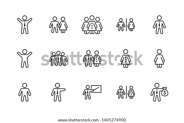 Set of people vector line Free icons. It contains the symbols of a man ...