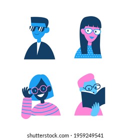 Set People Wearing Glasses Vector Illustration Stock Vector (Royalty ...