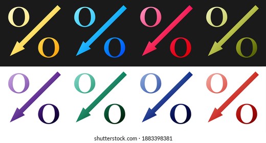 Set Percent Down Arrow Icon Isolated Stock Vector (Royalty Free ...