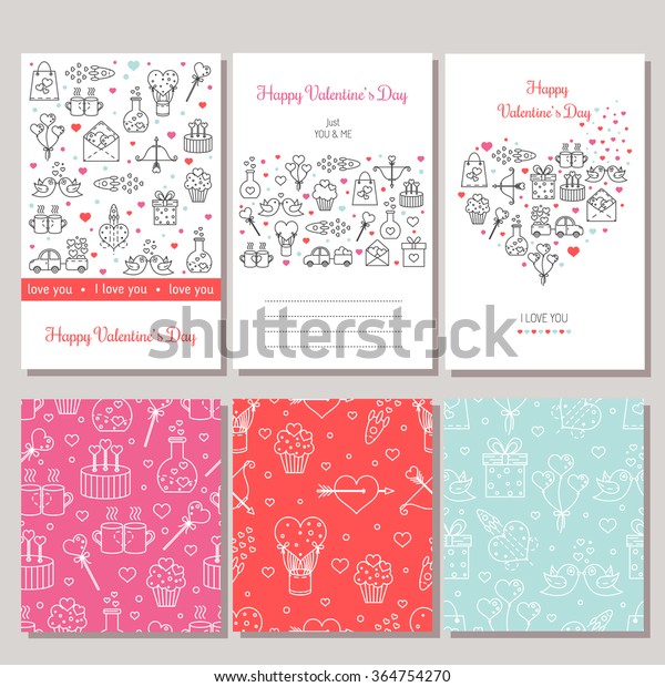Set Perfect Card Templates Cute Line Stock Vector (Royalty Free ...