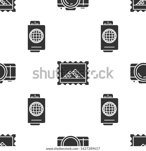 Set Photo Camera Postal Stamp Egypt Stock Vector (Royalty Free ...