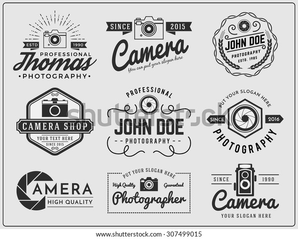 Set Photography Camera Service Logo Insignia Stock Vector (Royalty Free ...