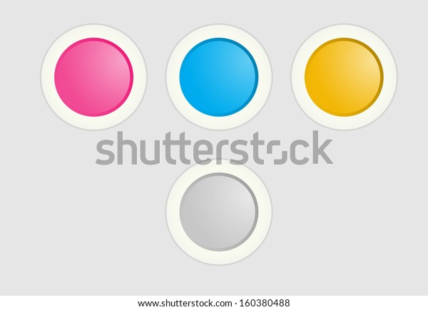 Set Pink Blue Yellow Radio Buttons Stock Vector (Royalty Free) 160380488