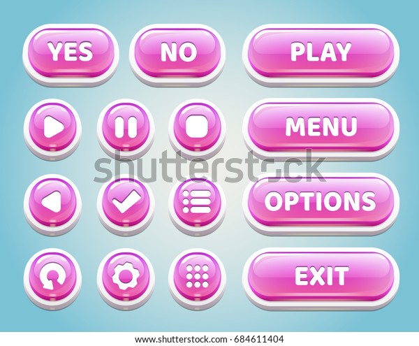 Set Pink Candy Buttons Mobile Games Stock Vector (Royalty Free ...