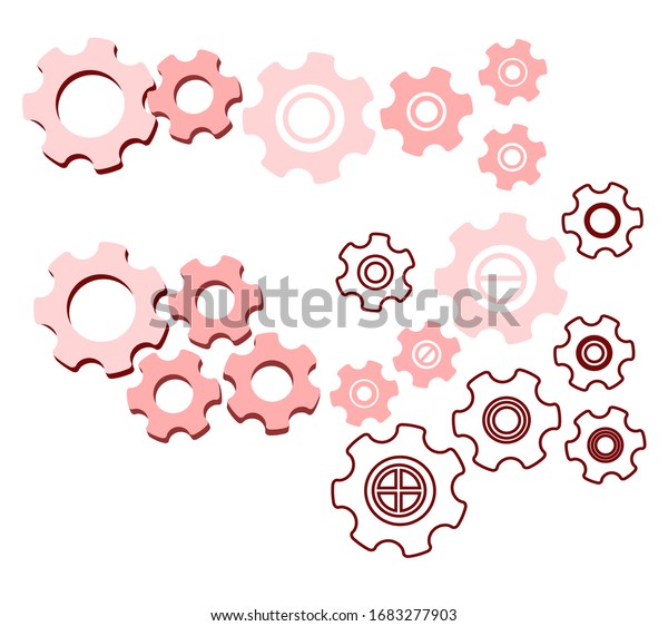 Set Pink Gears Illustrations Design Stock Vector (Royalty Free ...