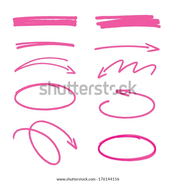 Set Pink Hand Drawn Arrows Signs Stock Vector (Royalty Free) 176144156