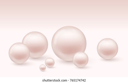Set Pink Pearls Reflection Shadow Isolated Stock Vector (Royalty Free ...