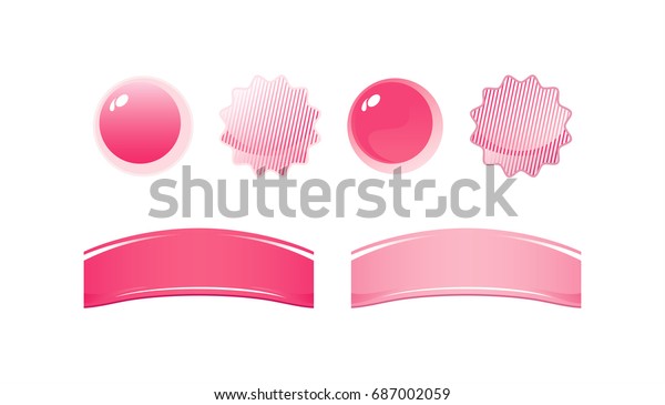 Set Pink Ribbons Banner Bottons Isolated Stock Vector (Royalty Free ...