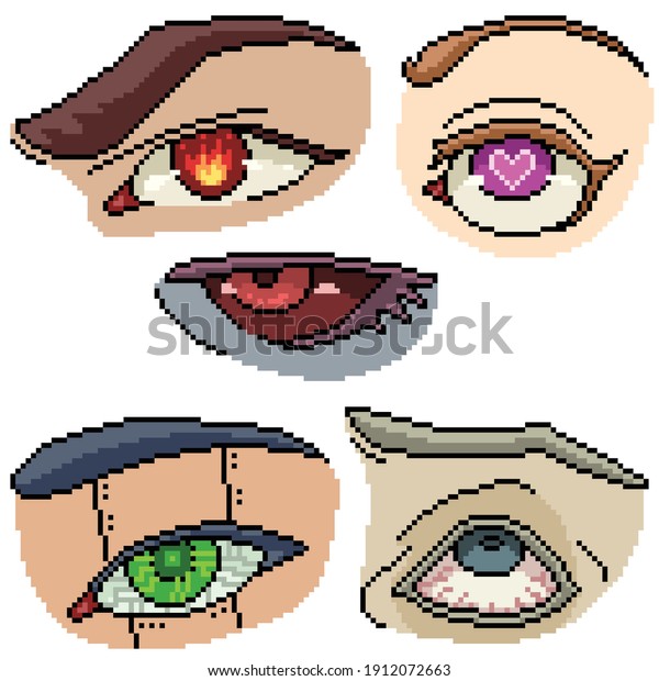Set Pixel Art Isolated Fancy Eye Stock Vector (Royalty Free) 1912072663 ...
