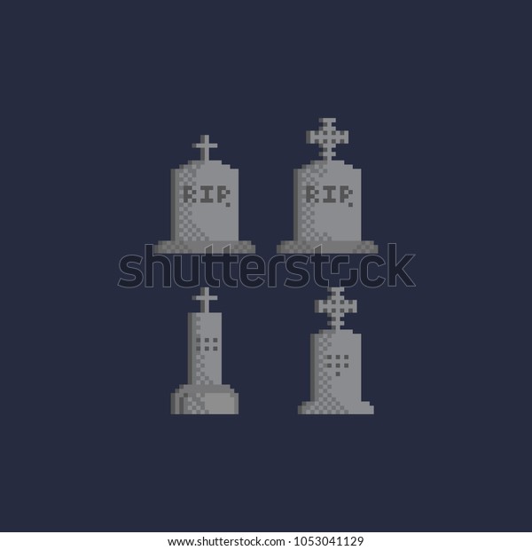Set Pixel Gravestonehalloween Graveyard8bit Art Vector Stock Vector ...