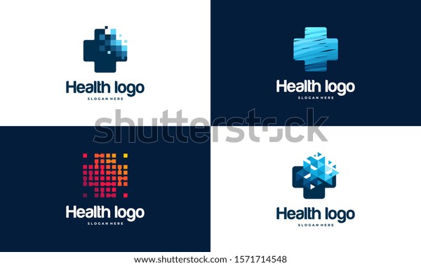 Set Pixel Health Logo Designs Template Stock Vector (Royalty Free ...
