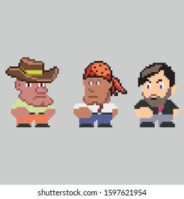 Set Pixel Men Characters Art Style Stock Vector (Royalty Free ...