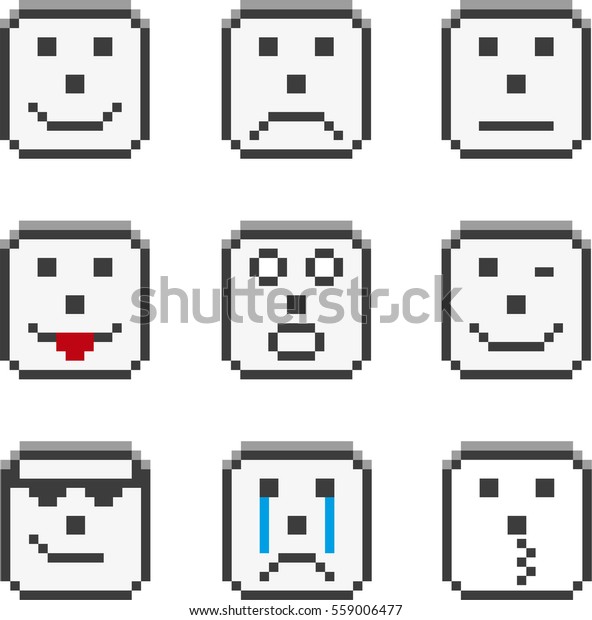 Set Pixel Smile Set Emoji Pixel Stock Vector (Royalty Free) 559006477 ...