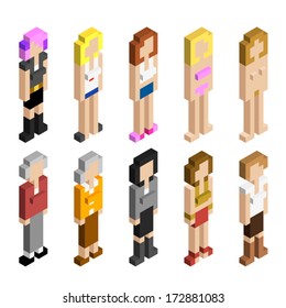 Set Pixel Women Vector Illustration Stock Vector (Royalty Free ...