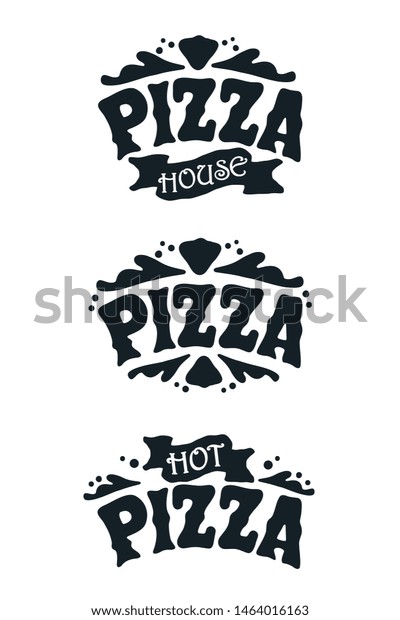 Set Pizza handwritten lettering. Pizza typography vector design for ...