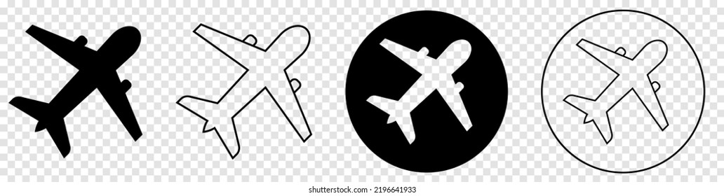 Set Plane Icons Line Flat Symbols Stock Vector (Royalty Free ...