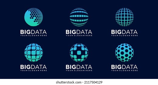 Set Planet Technology Logo Design Vector Stock Vector (Royalty Free ...