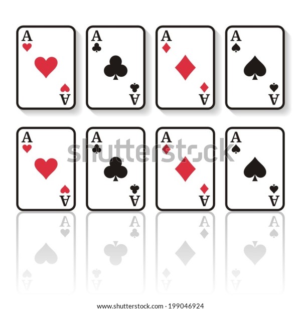 Set Playing Cards Shadows On White: vector de stock (libre de regalías ...