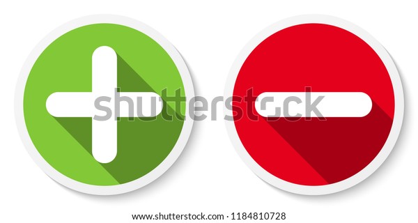 Set Plus Minus Sign Icons Buttons Stock Vector (Royalty Free) 1184810728