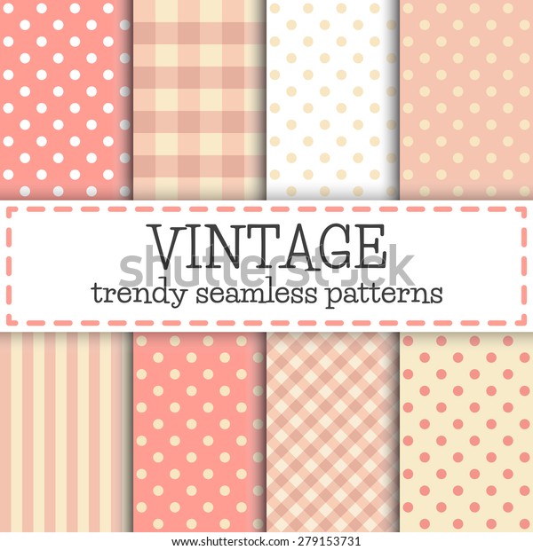 Set Polka Dot Trendy Vichy Patterns Stock Vector (Royalty Free) 279153731