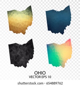 Set Polygonal Map Low Poly Map Stock Vector (Royalty Free) 654889762