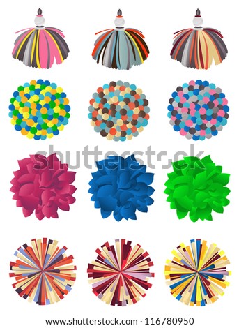 Set Pompons On White Background Vector de stock (libre de regalías ...