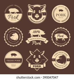Set Pork Labels Badges Emblems Signs Stock Vector (Royalty Free ...