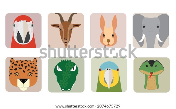 Set Portraits Animals Form Icons Vector Stock Vector (Royalty Free ...