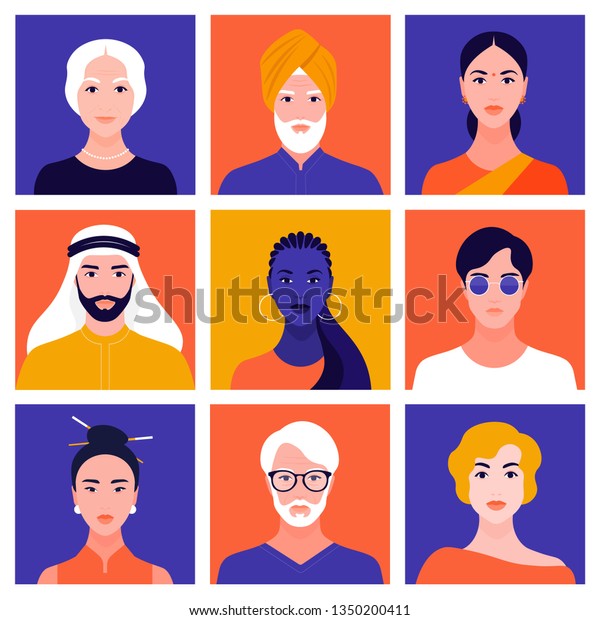 Set Portraits People Different Races Nations: เวกเตอร์สต็อก (ปลอดค่า ...