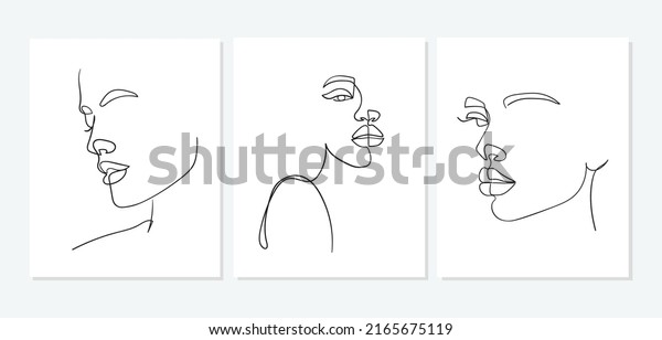 Set Portraits Simple Minimalist Vector Illustration Stock Vector ...