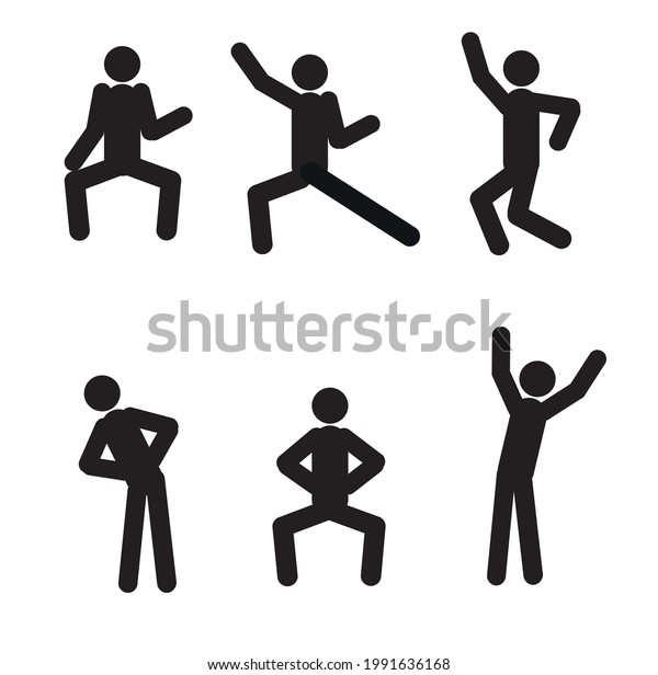 Set Positions Stick Figures Gymnastic Exercises Stock Vector (Royalty ...