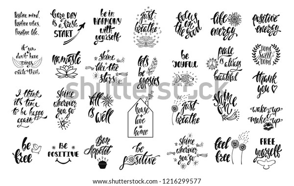 Set Positive Inspirational Quotes Sketch Elements Stock Vector (Royalty ...