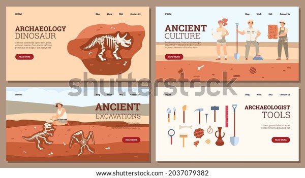 Set Poster Banner Templates Archaeological Concept Stock Vector ...