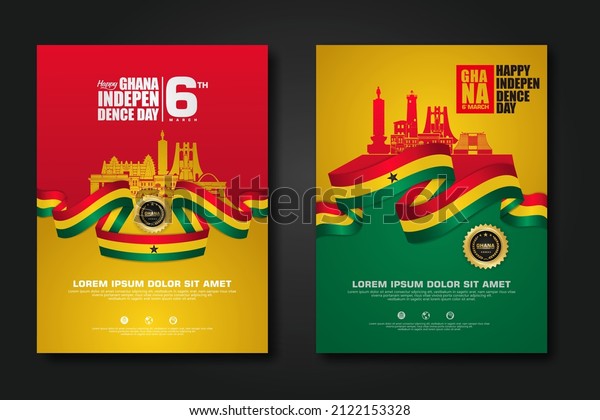 Set Poster Design Republic Ghana Happy Stock Vector (Royalty Free ...