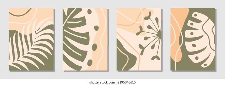 Set Posters Abstract Shapes Tropical Leaves Stock Vector (Royalty Free ...