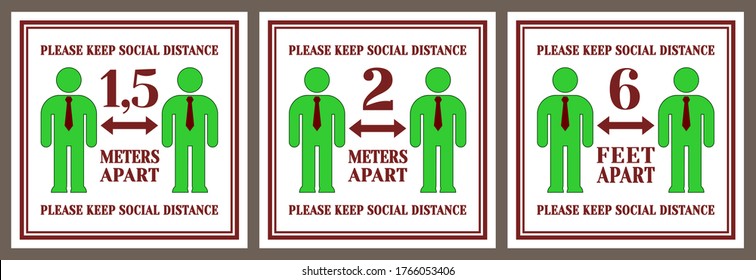 Set Posters Stickers Please Keep Social Stock Vector (Royalty Free ...