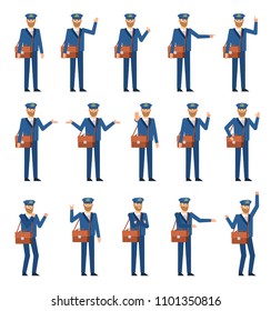 Set Policeman Characters Showing Various Hand Stock Vector (Royalty ...