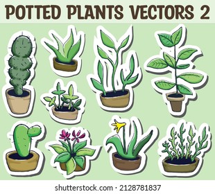 Set Potted Plants Vectors 2 Stock Vector (Royalty Free) 2128781837 ...