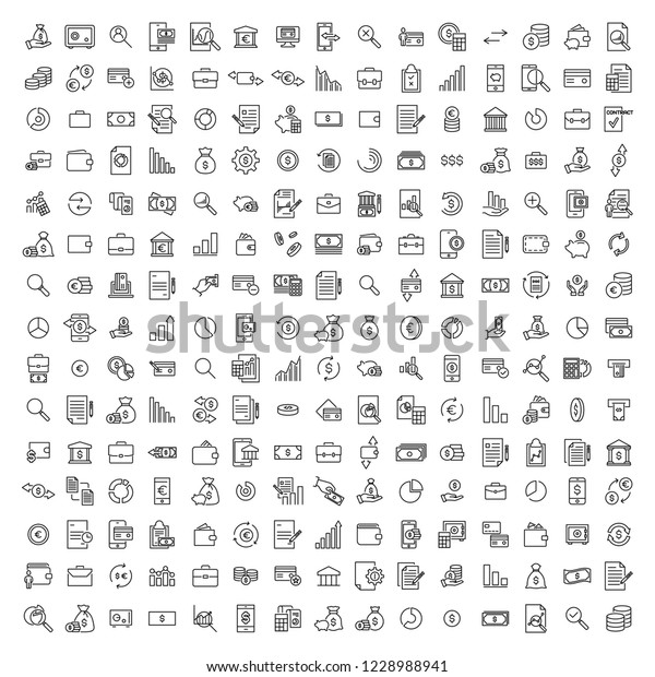 Set Premium Banking Icons Line Style Stock Vector (Royalty Free ...
