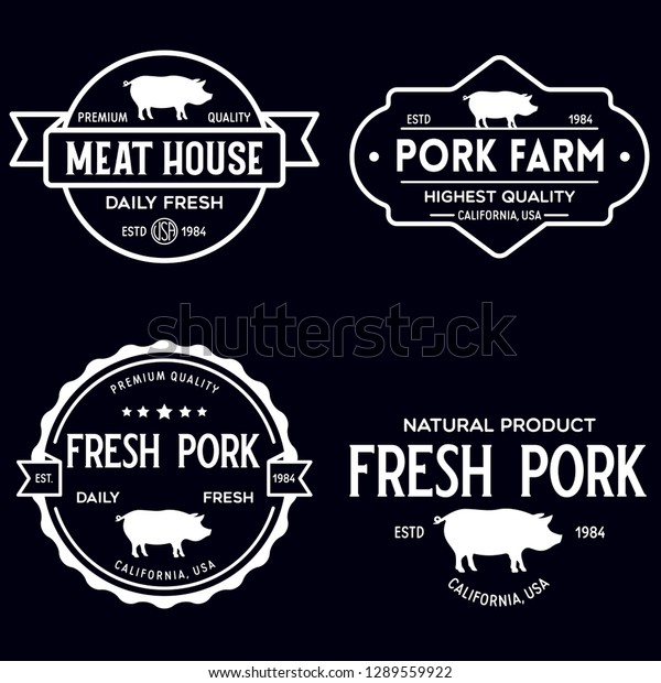 Set Premium Pork Labels Badges Design Stock Vector (Royalty Free ...