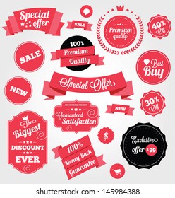 Set Premium Vector Stickers Ribbons Stock Vector (Royalty Free ...