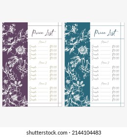 Set Price List Template Designs Hand Stock Vector (Royalty Free ...