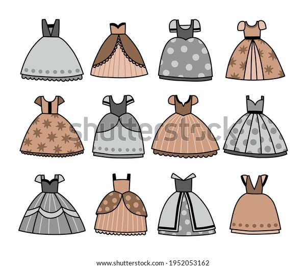 Set Princess Dresses Children Stock Vector (Royalty Free) 1952053162 ...