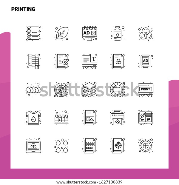 Set Printing Line Icon Set 25 Stock Vector (Royalty Free) 1627100839 ...