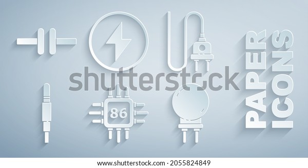 Set Processor Microcircuits Cpu Electric Plug Stock Vector Royalty Free 2055824849 Shutterstock