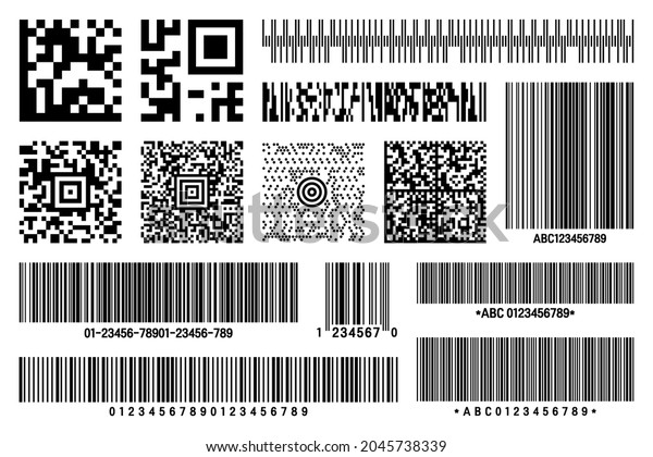 제품 바코드 및 Qr 코드 세트식별 스톡 벡터로열티 프리 2045738339 Shutterstock