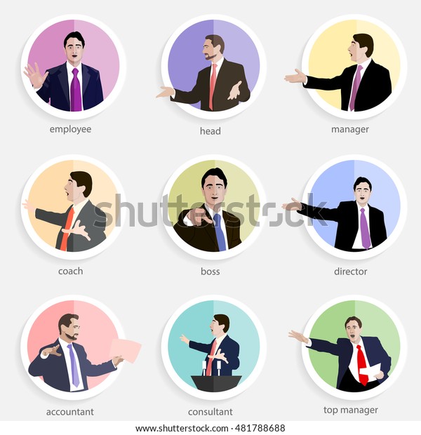 Set Professional Image Avatars Professions Employee Stock Vector ...