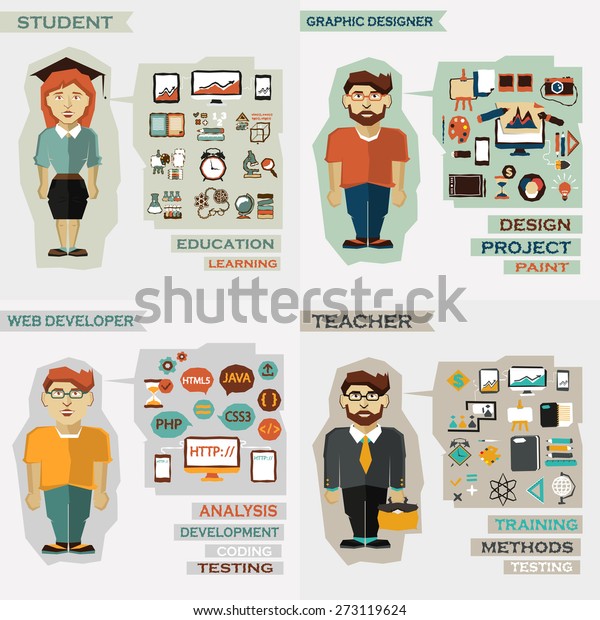 Set Professions Student Graphic Designer Web Stock Vector (Royalty Free ...
