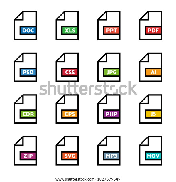 Set Program File Formats Icons Vector Stock Vector (Royalty Free ...